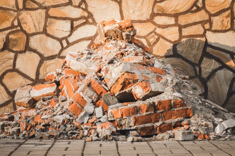 Concrete and Brick Rubble Debris on Construction Site Stock Image ...