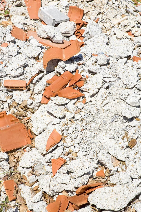 Concrete and Brick Rubble Debris on Construction Site after a De Stock ...