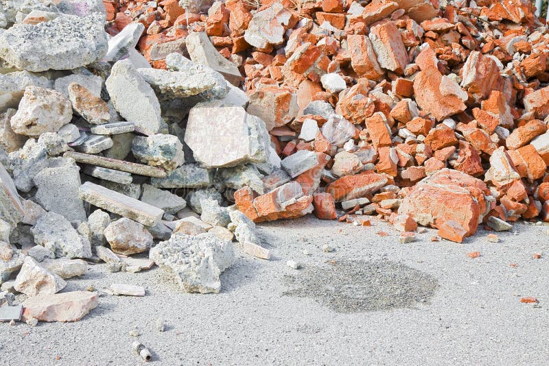 Concrete and Brick Rubble Debris on Construction Site after a De Stock ...