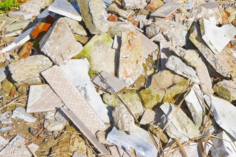 Concrete and Brick Rubble Debris on Construction Site after a ...