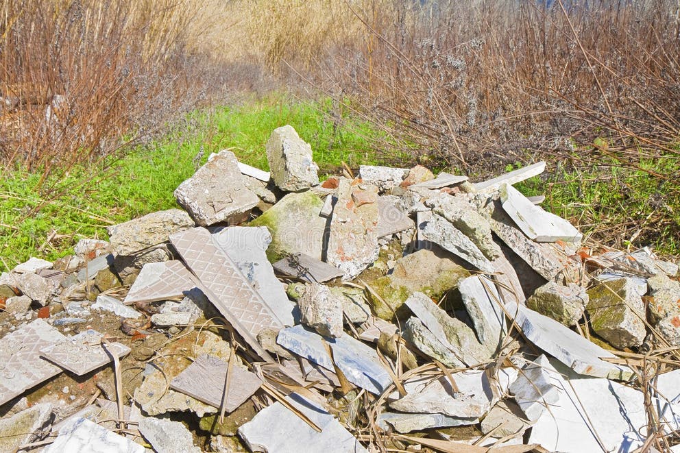 Concrete and Brick Rubble Debris on Construction Site after a ...
