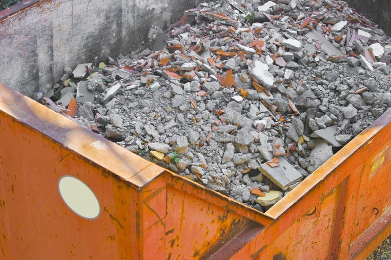 Concrete and Brick Rubble Debris in a Container Box on Construction ...