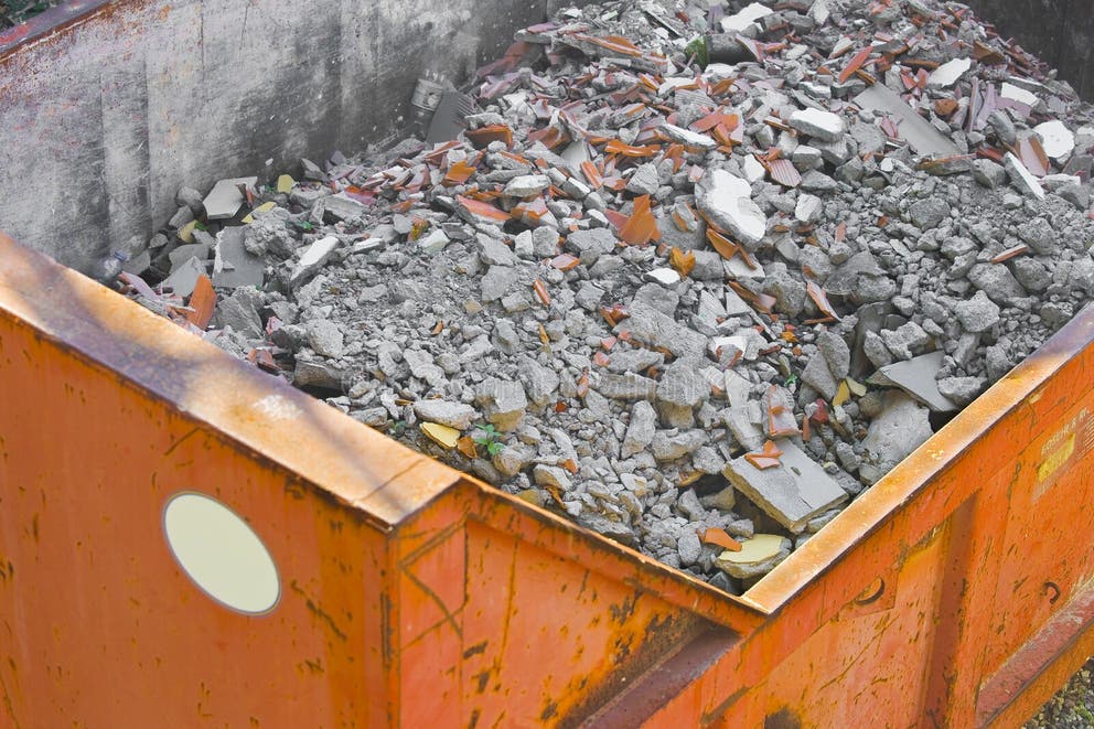 Concrete and Brick Rubble Debris in a Container Box on Construction ...