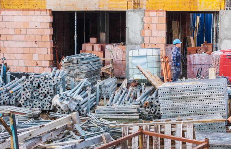 Concrete Bricks Building Construction Site Stock Photo - Image of steel ...