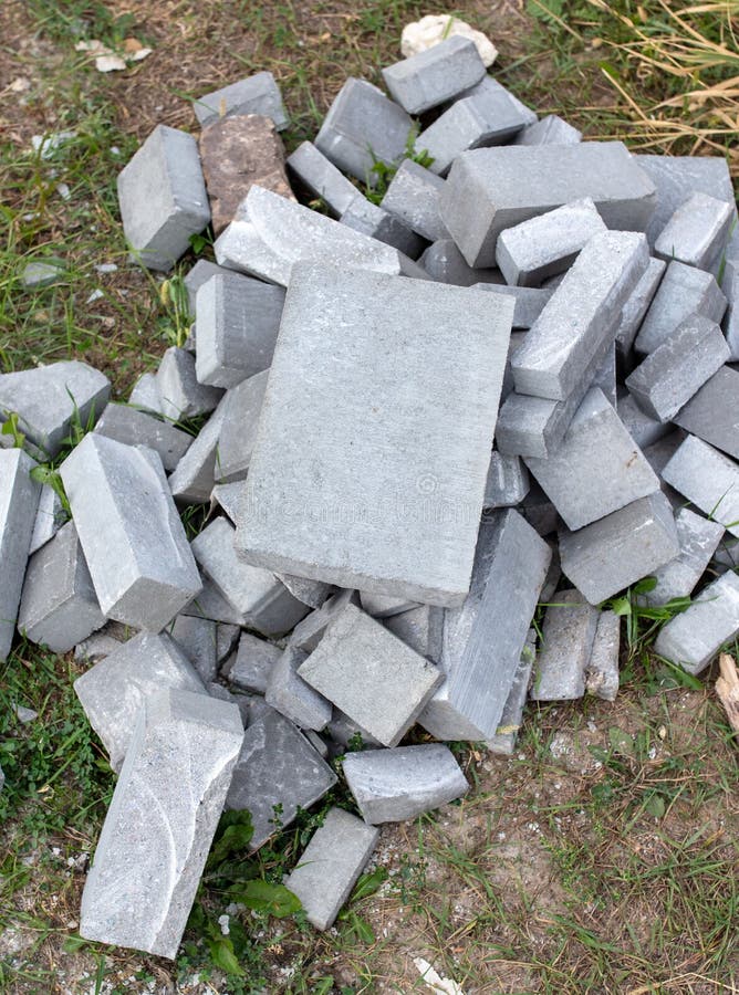 Concrete Bricks on the Ground Stock Photo - Image of material, outdoors ...
