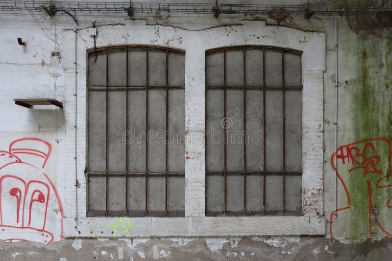 Concrete and Bricks Wall Game Texture with Windows Old House Stock ...