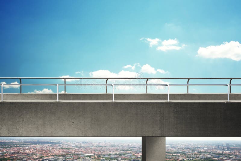 Concrete Bridge Above Cityscape Stock Photo - Image of urban, city ...