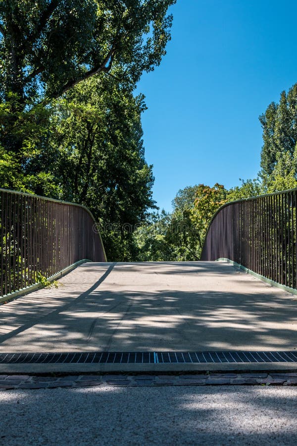 Concrete Bridge Above the River and Green Trees Stock Image - Image of ...