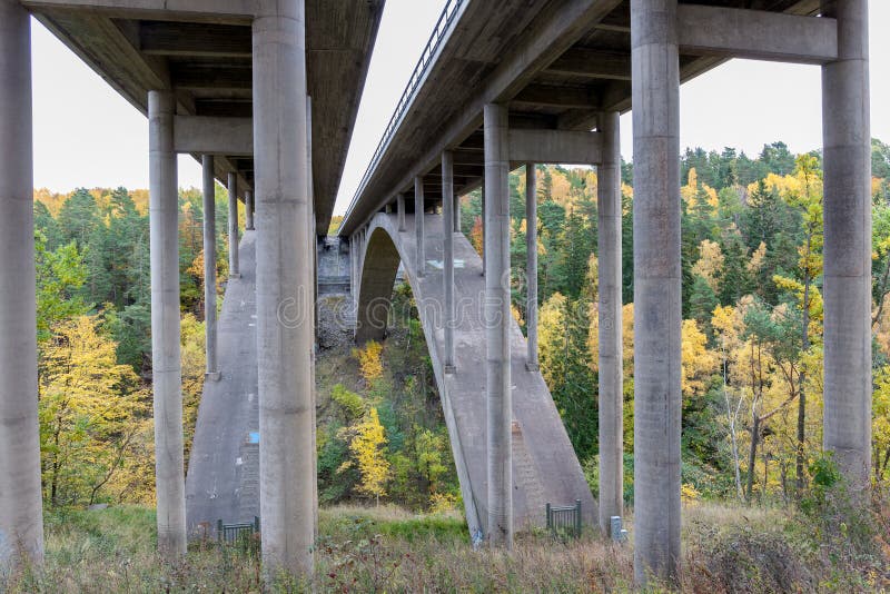 Concrete Bridge Construction. Motorway Stock Photo - Image of ...
