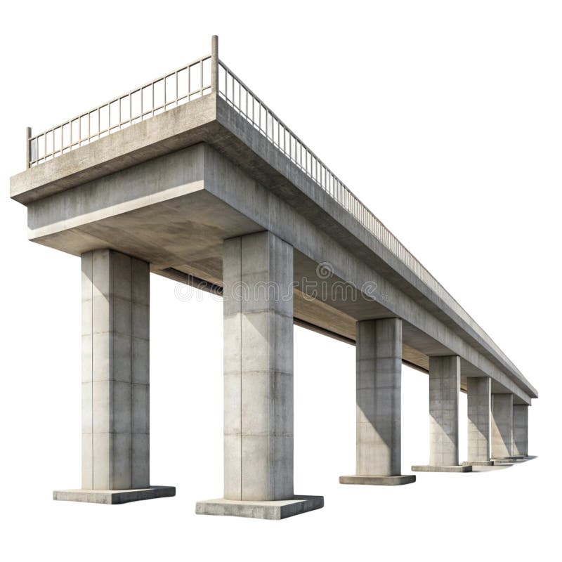 Concrete Bridge Isolated on White Background Stock Illustration ...