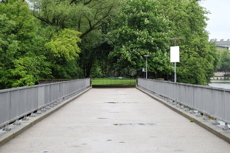 A Concrete Bridge in a Park Stock Image - Image of lines, footpath ...