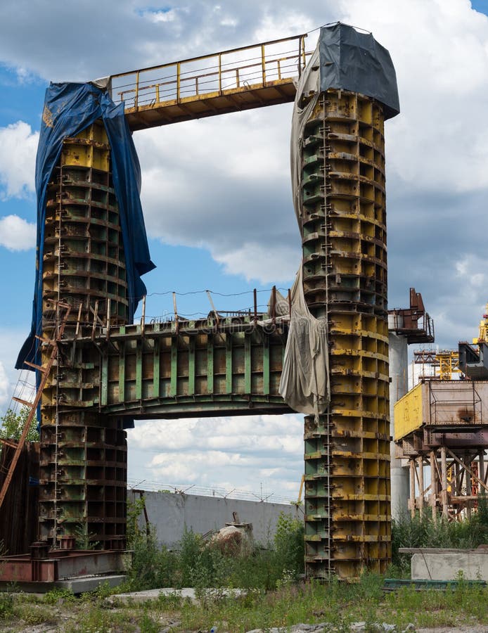 Concrete Bridge Pier in the Metal Formwork Stock Photo - Image of ...