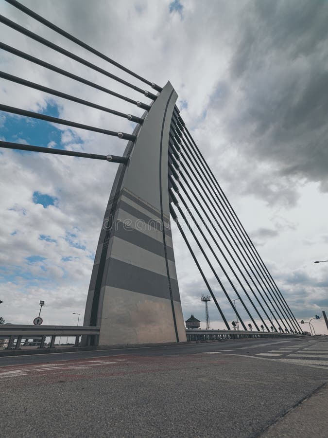 Concrete Bridge Pylon with Road in Foreground Stock Photo - Image of ...
