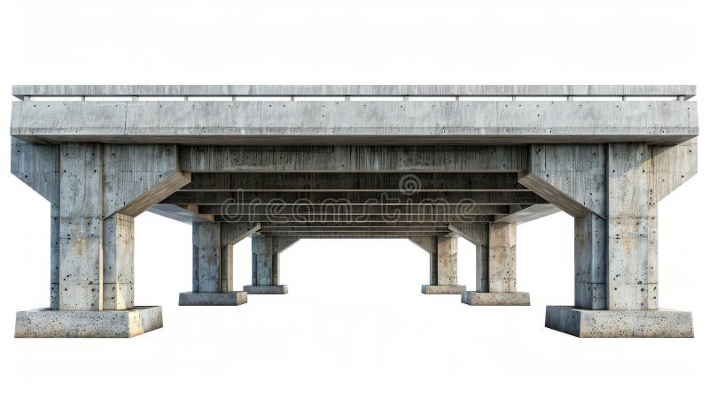 Concrete Bridge Structure Beneath with Sturdy Pillars at Construction ...