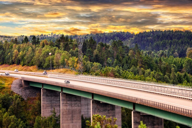 Concrete bridge at sunset stock photo. Image of concrete - 140902680
