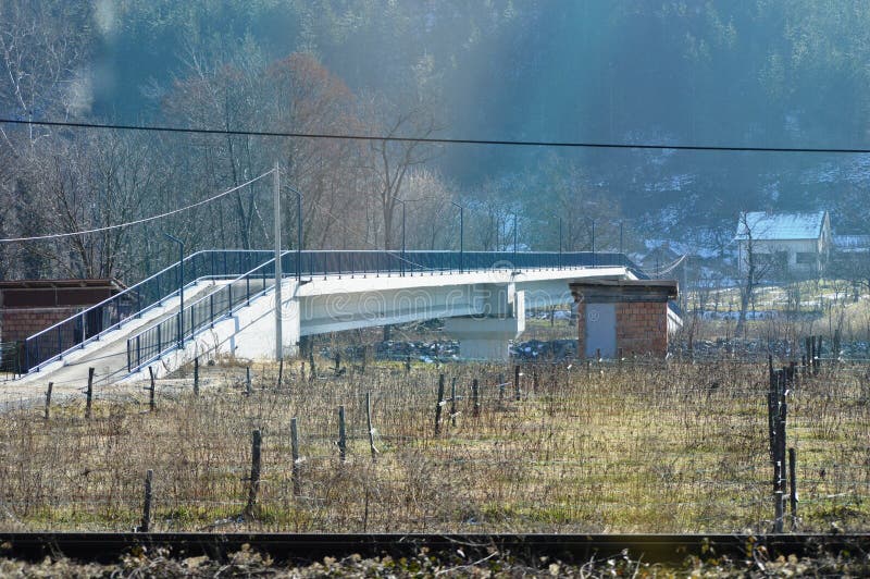 Concrete Bridge in the Village Stock Image - Image of train, reflection ...