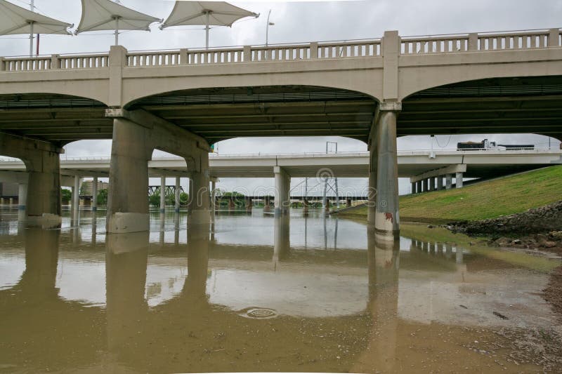 High Water in the Trinity River Under the Ronald Kirk Pedestrian Bridge ...