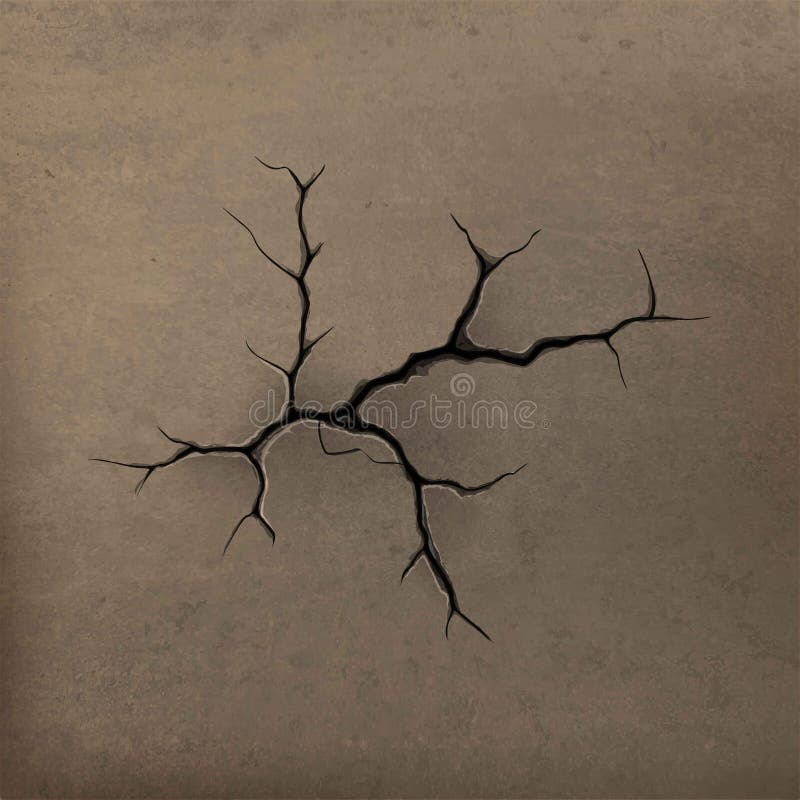 Concrete Brown Wall with Cracks, Vector Realistic Illustration. Stock ...