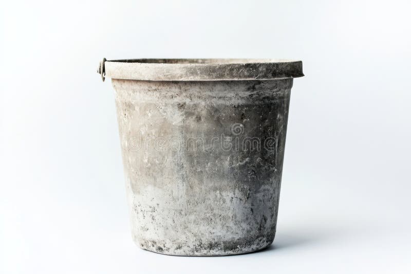 Concrete Bucket Isolated on Clean White Background Showcasing Texture ...