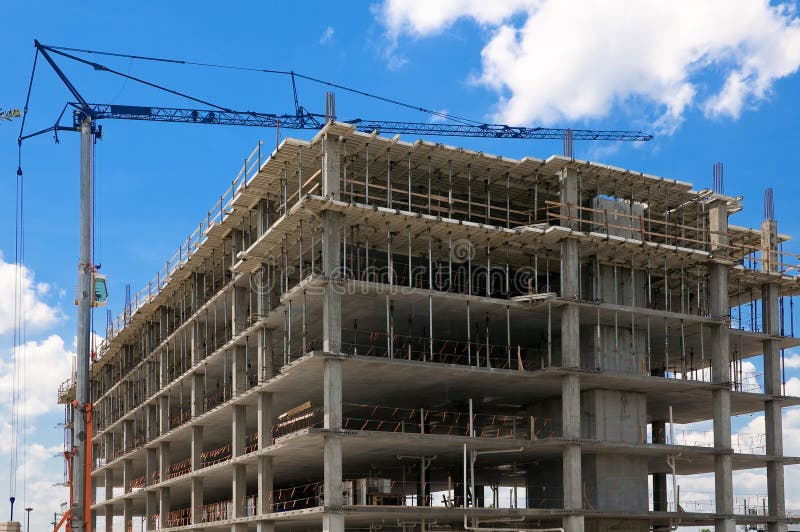 Concrete Building Construction and Blue Sky Stock Image - Image of ...