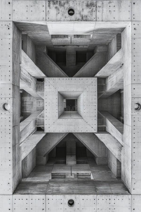A Concrete Building with a Cross Roof Structure Designed in a Modern ...