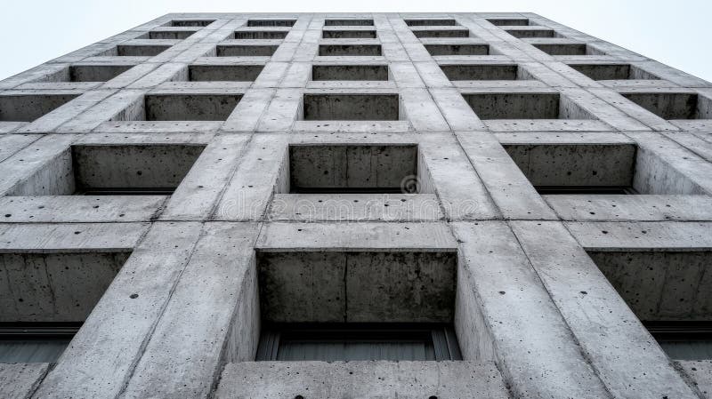 Concrete Building Facade with Geometric Patterns Stock Illustration ...