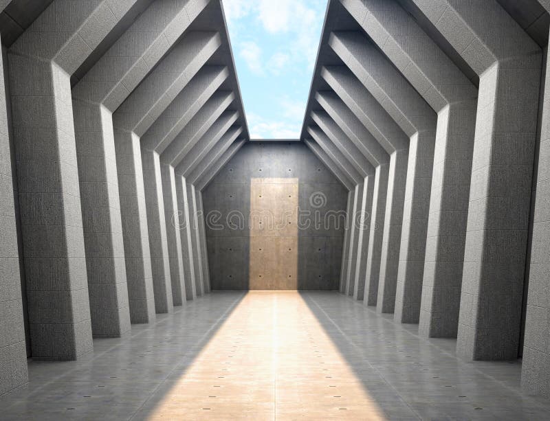 Concrete building, hall. stock illustration. Illustration of antique ...