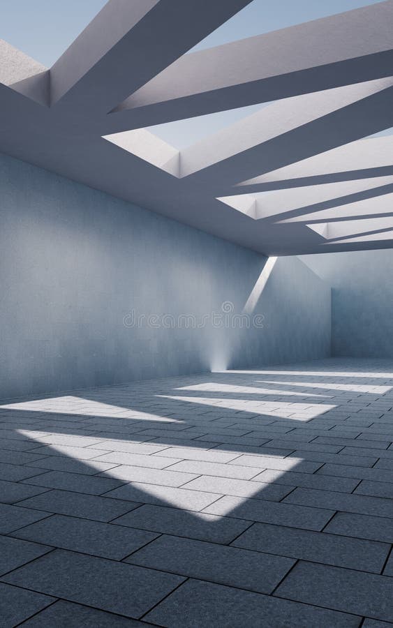 Concrete Building with Sunlight Comes in, 3d Rendering Stock ...