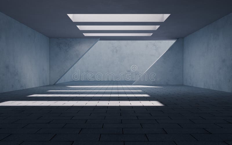 Concrete Building with Sunlight Comes in, 3d Rendering Stock ...