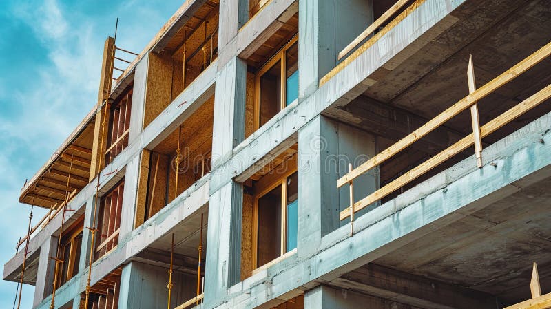 Concrete Building Under Construction Against a Blue Sky Stock Image ...