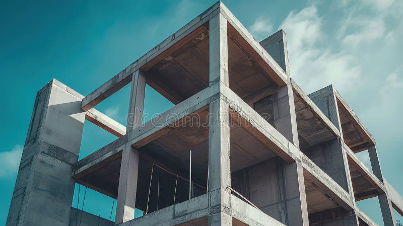 Concrete Building Under Construction Against a Blue Sky Stock Photo ...