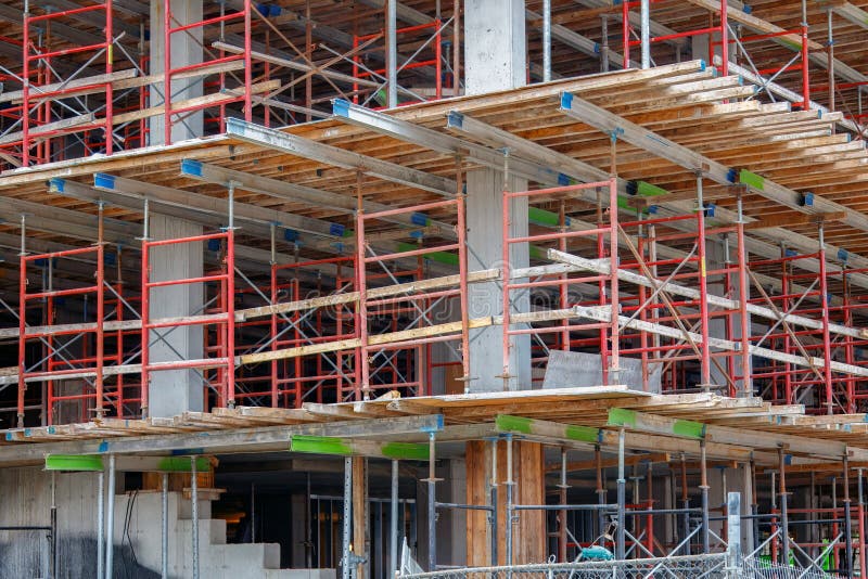 Concrete Building Under Construction with Wooden Formwork Stock Image ...