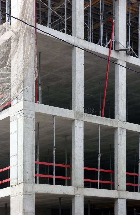 Concrete Building Under Construction with Monolithic Reinforced ...
