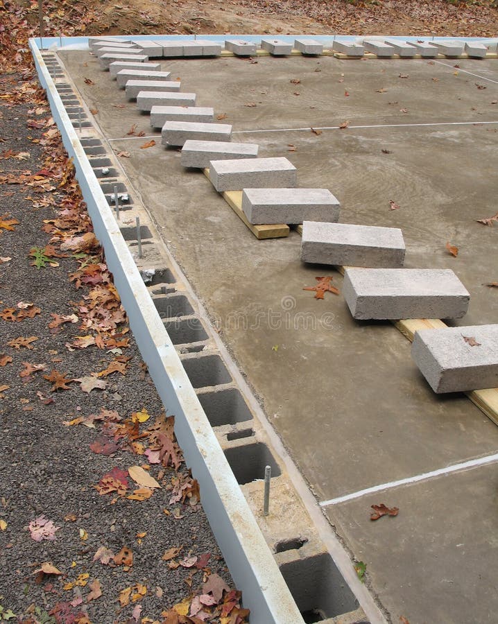 Concrete Cap Blocks Laid Out on Slab Stock Image - Image of building ...