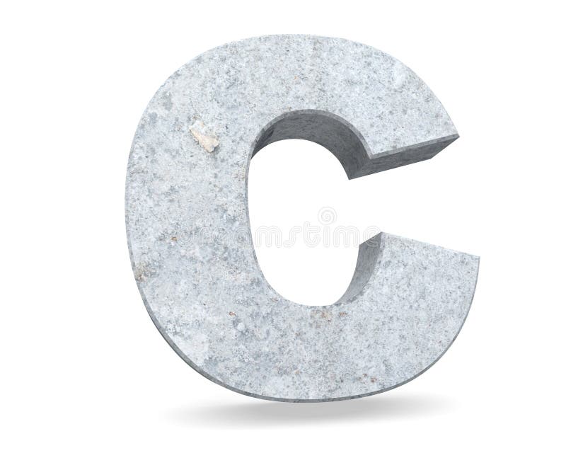 Concrete Capital Letter - C Isolated on White Background. 3D Render ...