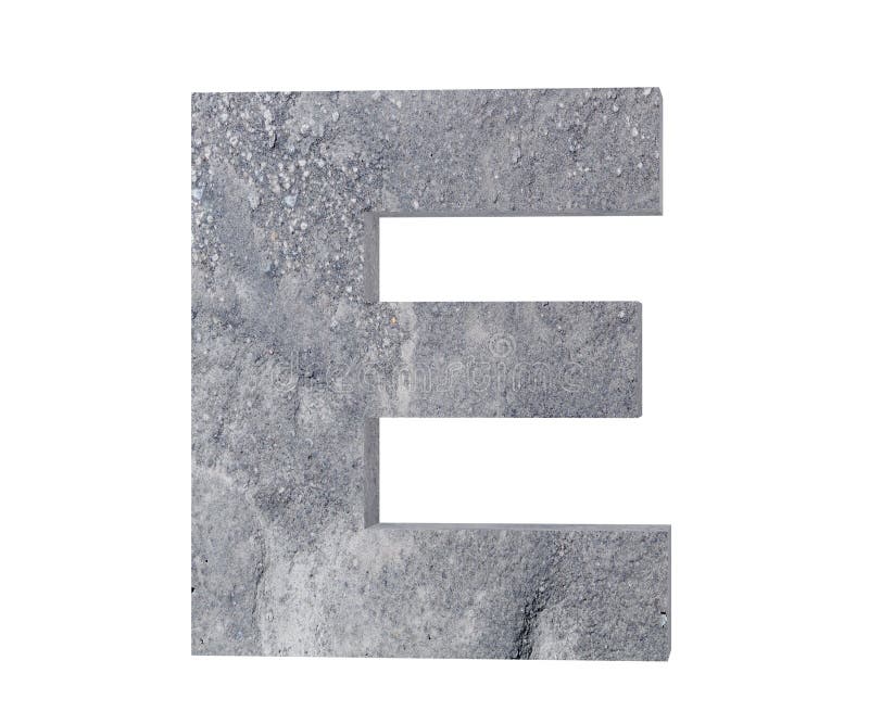 Concrete Capital Letter - E Isolated on White Background. 3D Render ...