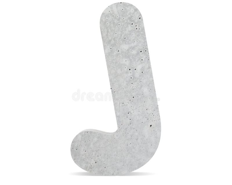 Concrete Capital Letter - J Isolated on White Background . 3D Render ...