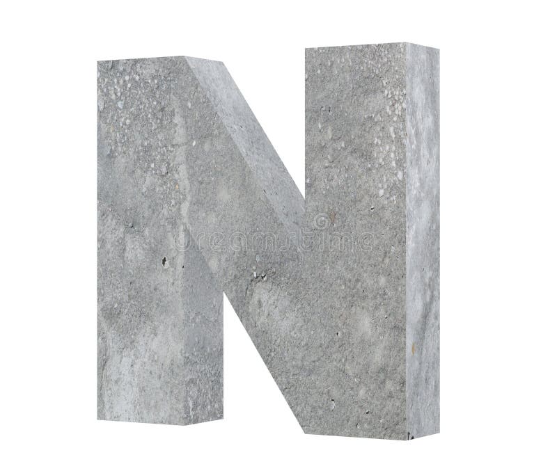 Concrete Capital Letter - N Isolated on White Background. 3D Render ...