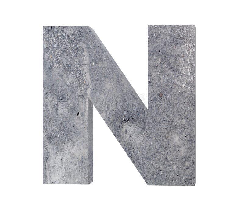 Concrete Capital Letter - N Isolated on White Background. 3D Render ...