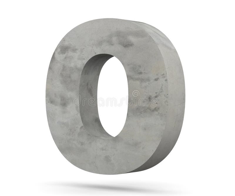 Concrete Capital Letter - O Isolated on White Background. 3D Render ...