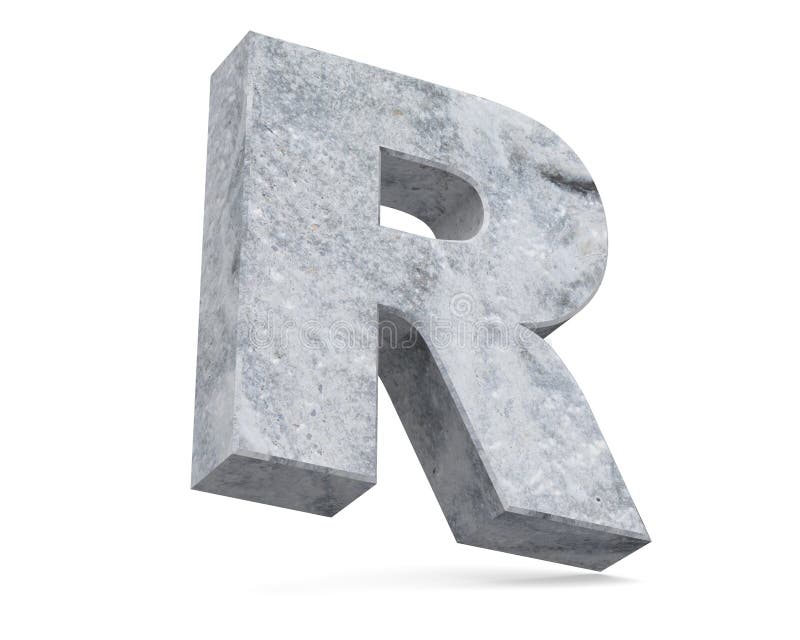Concrete Capital Letter - R Isolated on White Background . 3D Render ...