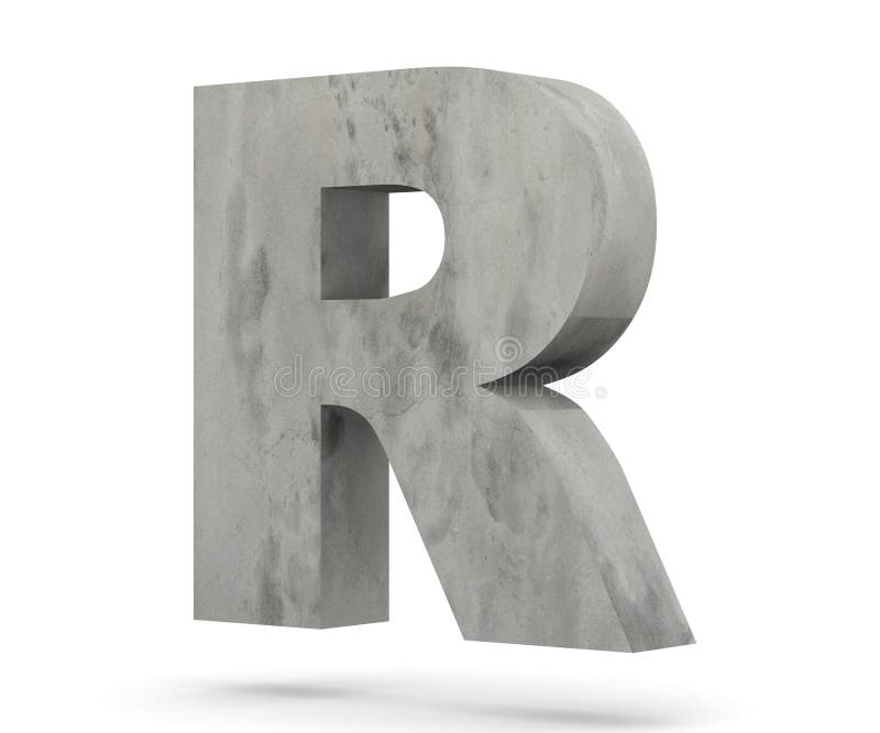 Concrete Capital Letter - R Isolated on White Background. 3D Render ...