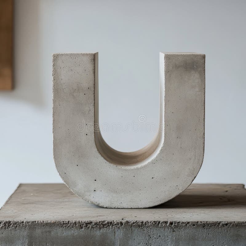 Concrete Capital Letter U. 3D Render. Typography Design Element Stock ...