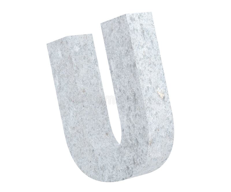 Concrete Capital Letter - U Isolated on White Background. 3D Render ...