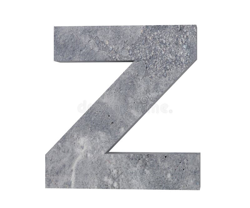 Concrete Capital Letter - Z Isolated on White Background. 3D Render ...