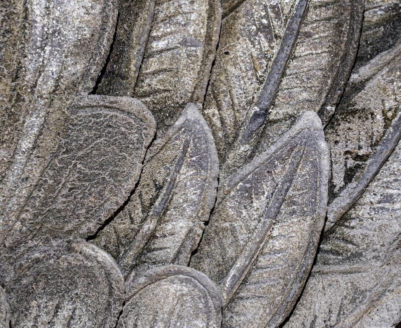 Concrete Carving of Feathers in Layered Rows Stock Photo - Image of ...