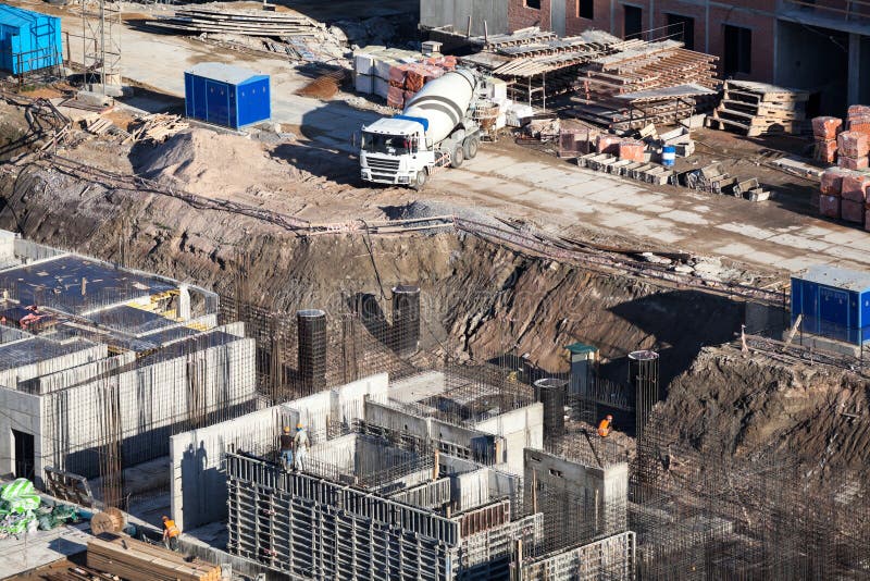 Concrete Casting of Foundation on Construction Site of a Residential ...