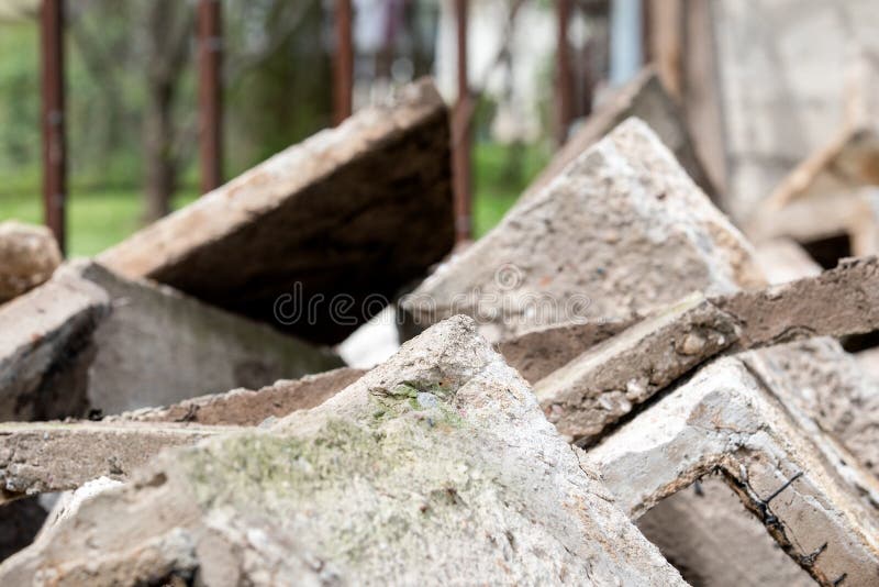 Concrete and Cement Blocks. Construction Waste and Recycling Stock ...