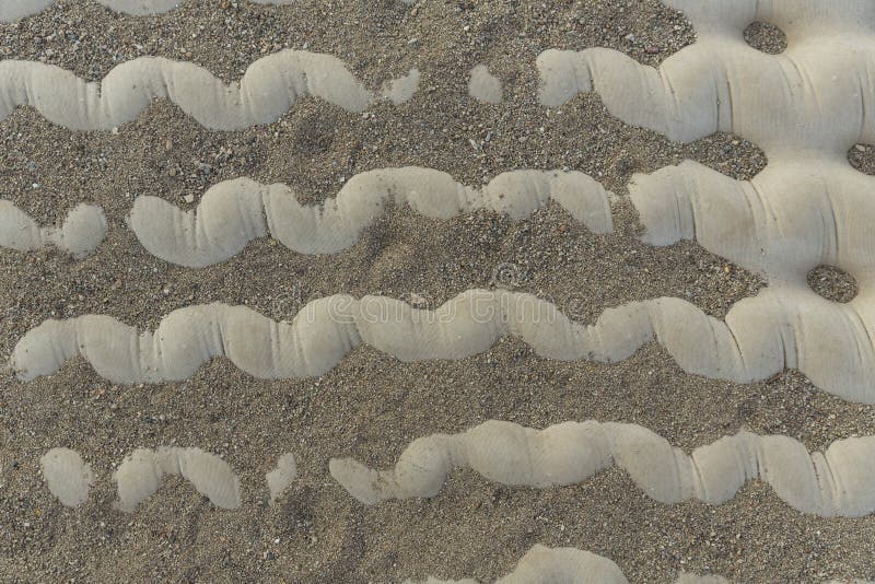 Concrete Channel Lining Surface Voids Filled with Dirt and Sand Stock ...