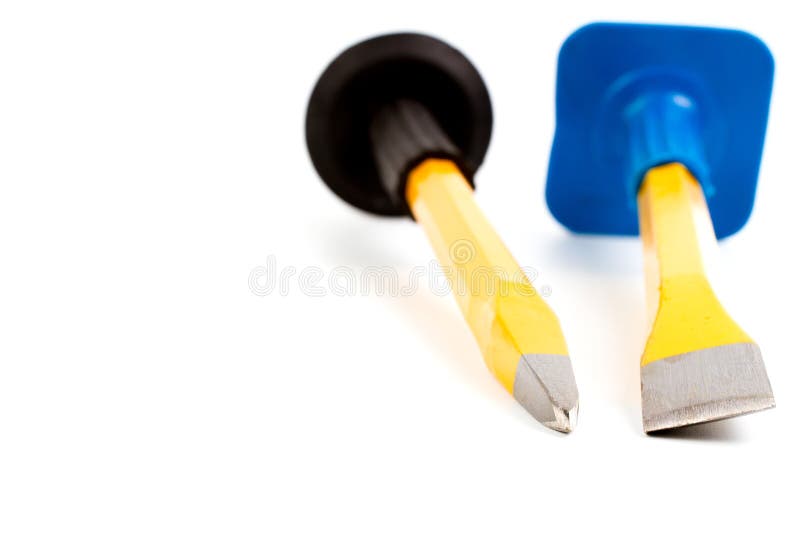 Concrete Chisel between Flat and Point Head on White Background. Stock ...